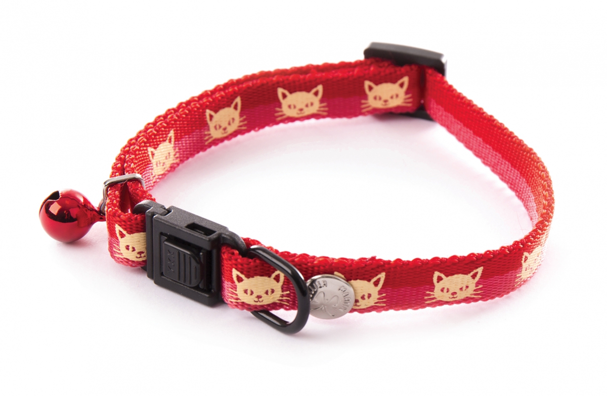 Collier bicolor nylon "Moustache" pour chat - Martin Sellier - Rouge-Rose