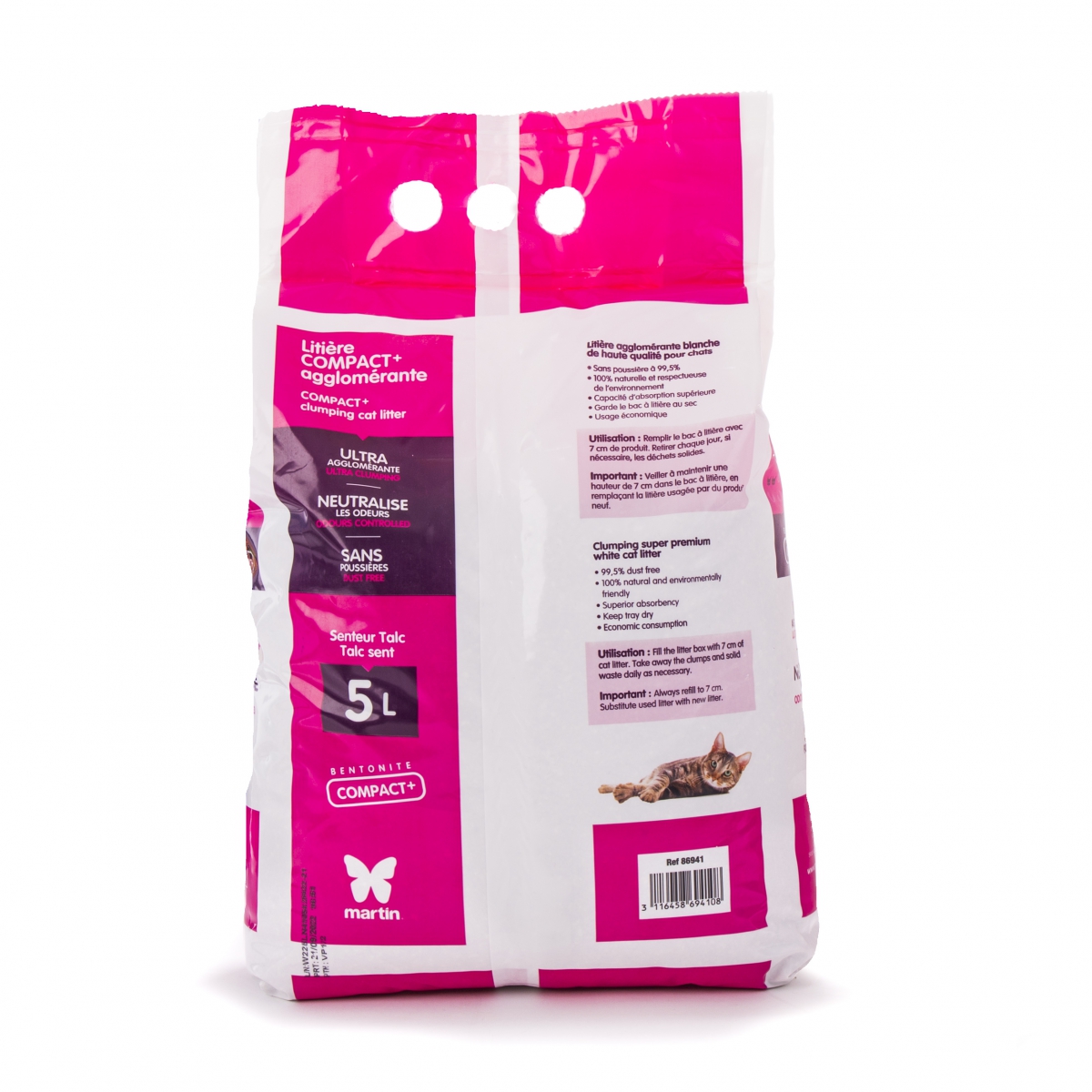 Litière agglomérante Compact+ pour chats et chatons 5 kg (x3) - Martin ...