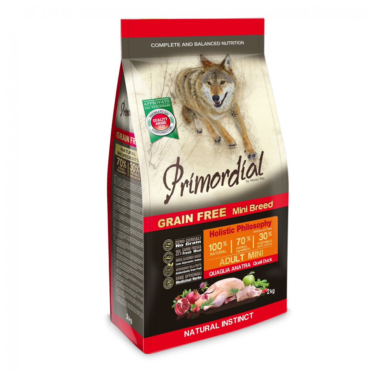 Croquettes Primordial pour petit chien Caille&Canard