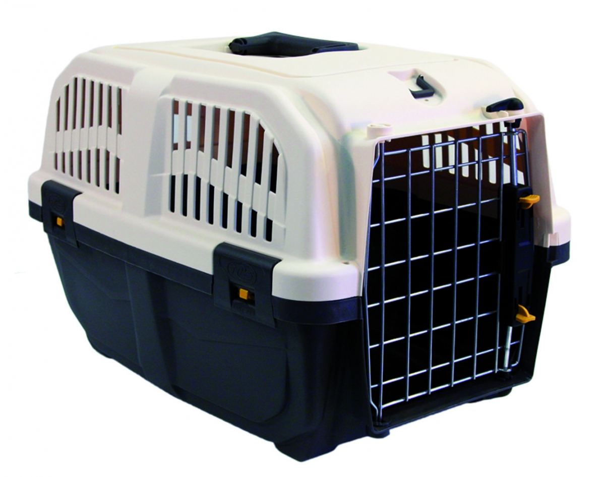 Cage de transport pour chien et chat SKUDO - norme IATA grise